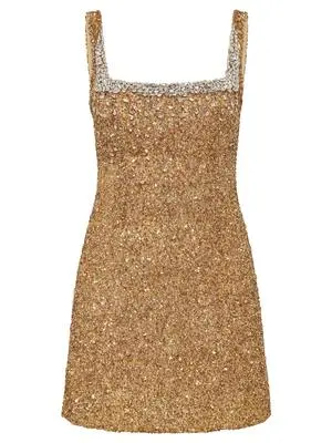 Rachel Gilbert Kaity Sequined Mini Dress Gold
