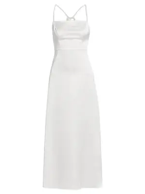 HVN Emma Faux Pearl-embellished Satin Maxi Dress - White