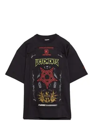 Vetements Hardcore Frayed Printed Cottonjersey Tshirt - Black