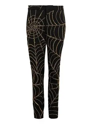 Moschino Embellished Wool-twill Tapered Trousers - Black