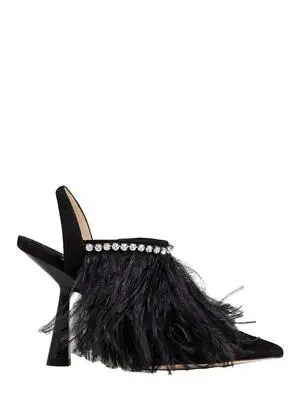 JIMMY CHOO Ambre 100 Embellished Suede Slingback Pumps - Black