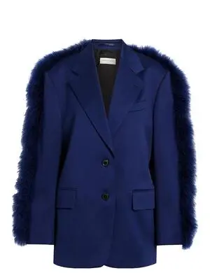 Dries Van Noten Bexta Feather-trimmed Blazer - Royal Blue