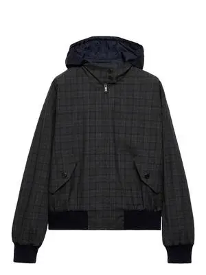 Prada Prince Of Wales Checked Wool Jacket Grey