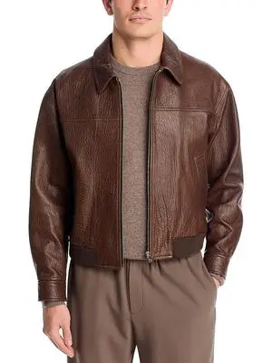FRAME Leather Bomber Jacket - Cafe