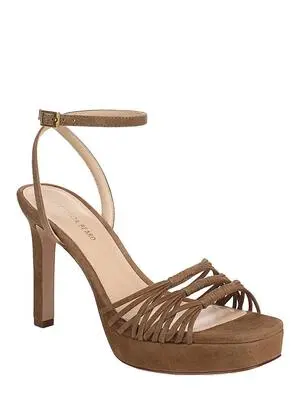 Veronica Beard Beverlee Strappy Suede Sandals - Chestnut