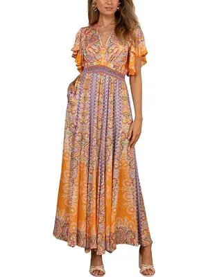 Hale Bob Sandra Charmeuse Maxi Dress - Orange