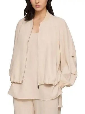 Lafayette 148 New York Oversized Bomber Jacket - Taupe Melange