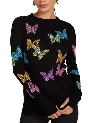 Lauren Moshi Mckinley Neon Stud Butterflies Top - Black
