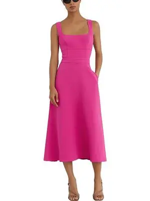 REISS Dina Midi Dress - Raspberry