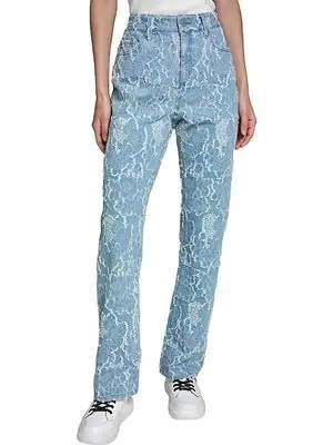 Karl Lagerfeld Paris High-rise Straight Leg Jeans - Sky Blue