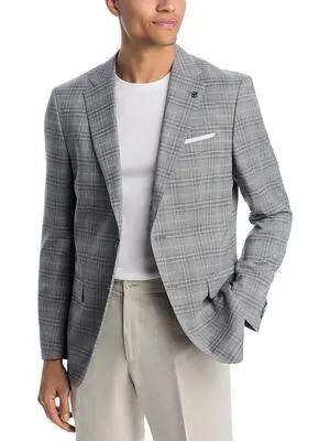 BOSS Hutson Slim Fit Plaid Sport Coat - Silver