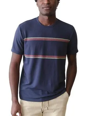 Marine Layer Signature Jacquard Crew Tee - Navy Sunset Stripe