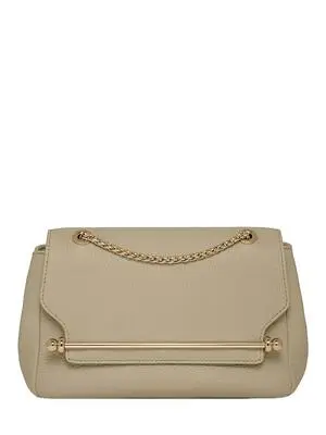 Strathberry East/West Mini Leather Shoulder Bag Sand