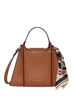 Strathberry Arkshell Medium Leather Handbag Chestnut