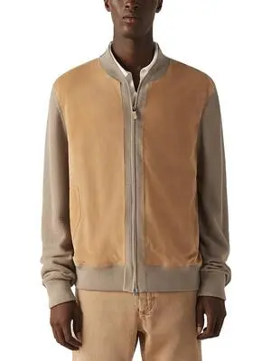 Zegna Cashmere Blend Bomber Jacket Beige