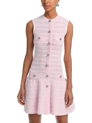 SELF-PORTRAIT Diamante Knit Mini Dress - Pink