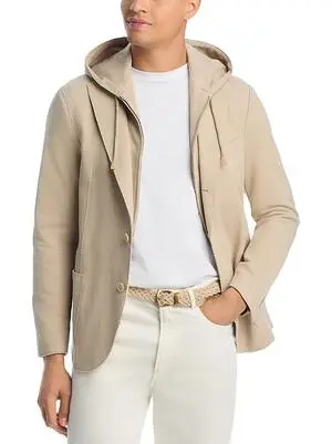 Eleventy Cotton Pique Jersey Jacket With Removable Hood - Sand