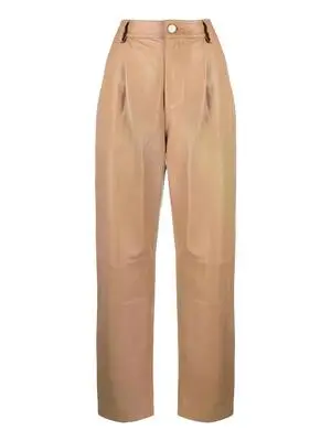 Red Valentino High-waisted Leather Trousers - Neutrals