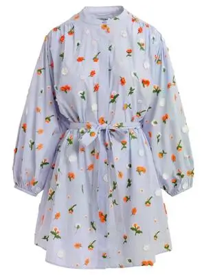 Essentiel Antwerp Jalen Floral-embroidered Shirt Dress - Blue