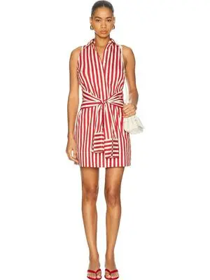 SIMONMILLER Inna Sleeveless Poplin Mini Dress - Venetian Red Stripe