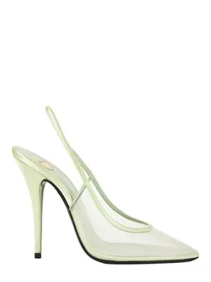 Saint Laurent Anita Slingback Pump - Cream & Vert Pastel