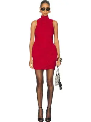 Magda Butrym High Neck Sleeveless Mini Dress - Red