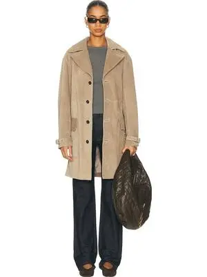 FRAME Suede Trench Jacket - Light Camel
