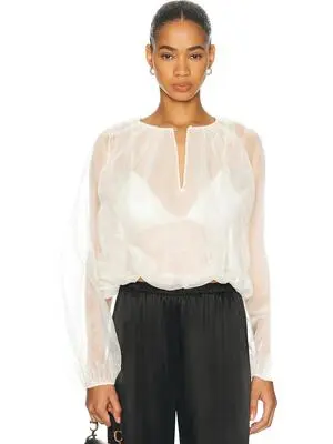 FRAME Sheer Balloon Blouse - Cream