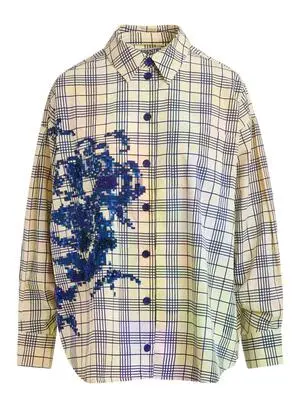 Essentiel Antwerp Floral Plaid Button-down Shirt - Neutrals