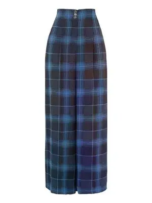 TEMPERLEY LONDON Plath Check Wide Leg Trousers - Blue