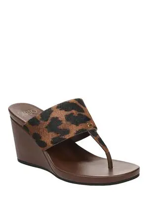 Franco Sarto Talea Calf Hair Wedge Sandal - Brown