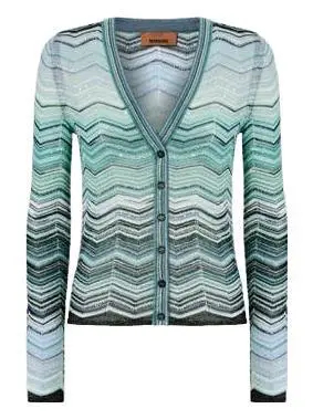 Missoni Chevron Lamé Viscose Cardigan - Green& Brown