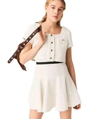 Maje 2-in-1 Cotton Tweed Dress - Ecru