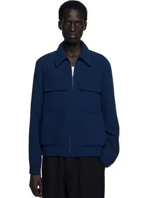 Sandro Textured Zip-up Jacket - Royal Blue