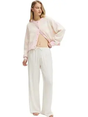 Cotton:on Washed Satin Wide Leg Pant - Cream