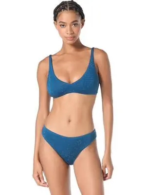 Michael Kors Rhinestone Studded Bikini Bra Top - River Blue