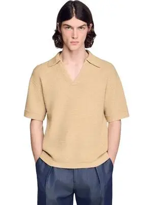 SANDRO Jute-effect Polo Shirt