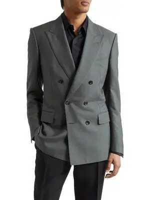 TOM FORD Dyllan Double Breasted Sport Coat - Pine Green/grey