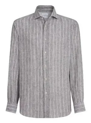 Brunello Cucinelli Chalk Stripe Shirt - Hazelnut