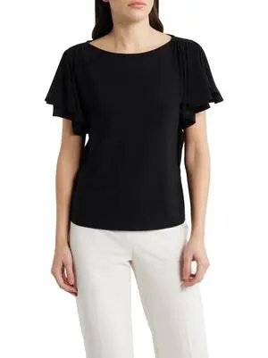 Anne Klein Cascade Flutter Sleeve Top - Anne Black