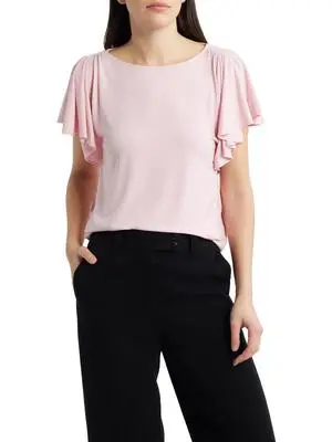 Anne Klein Cascade Flutter Sleeve Top - Rose Water