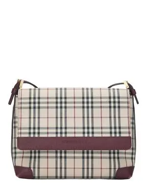 Burberry Check Jacquard Canvas Flap Crossbody - Burgundy