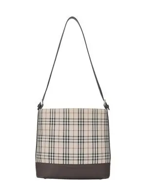 Burberry House Check Jacquard Bucket Shoulder Bag - Brown