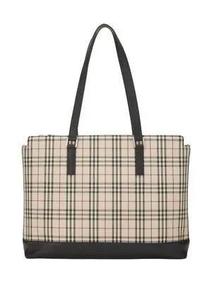 Burberry Check Jacquard Zip Tote - Black