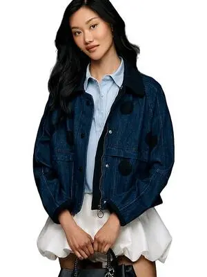 PILCRO The Lexie Cropped Workwear Jacket - Rinsed Denim