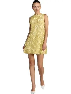 Mac Duggal 3d Floral Embellished Mini Dress - Yellow