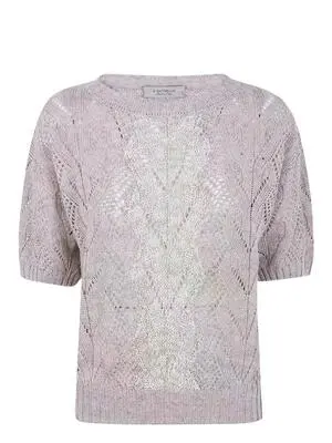 D.exterior Openwork Knit T-shirt - Neutrals