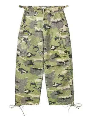 VALE FOREVER Camouflage Cargo Trousers With Crystal Embellishments - Green