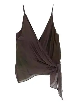 ALYSI Wrap-tie Blouse - Brown