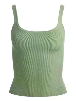 Alice + Olivia Shana Ribbed Tank Top - Green